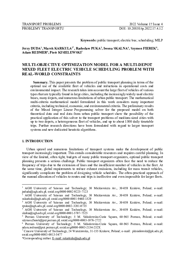 (PDF) Multi-Objective Optimization Model for a Multi-Depot Mixed Fleet ... (PDF) Multi-Objective Optimization Model for a Multi-Depot Mixed Fleet ...