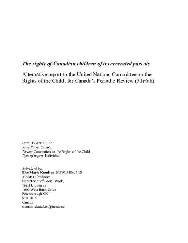 (PDF) The rights of Canadian children of incarcerated parents ...