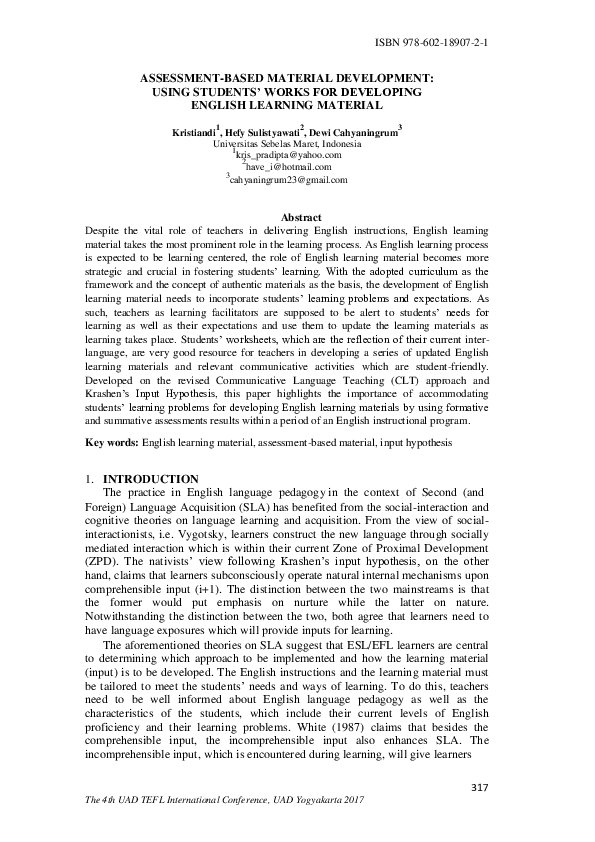 (PDF) Assessment-Based Material Development: Using Students’ Works for Developing English ...