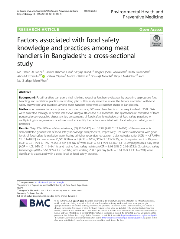 (PDF) Factors associated with food safety knowledge and practices among ...