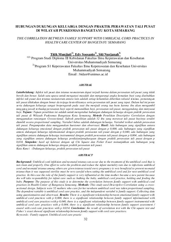 (PDF) Hubungan Dukungan Keluarga Dengan Praktik Perawatan Tali Pusat DI Wilayah Puskesmas ...