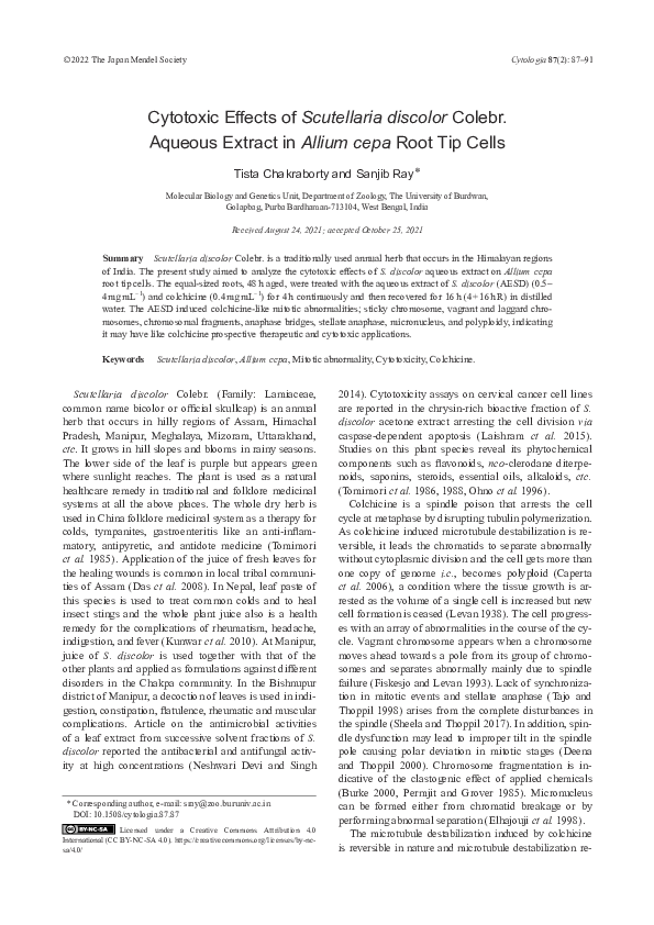 (PDF) Cytotoxic Effects of Scutellaria discolor Colebr. Aqueous Extract ...