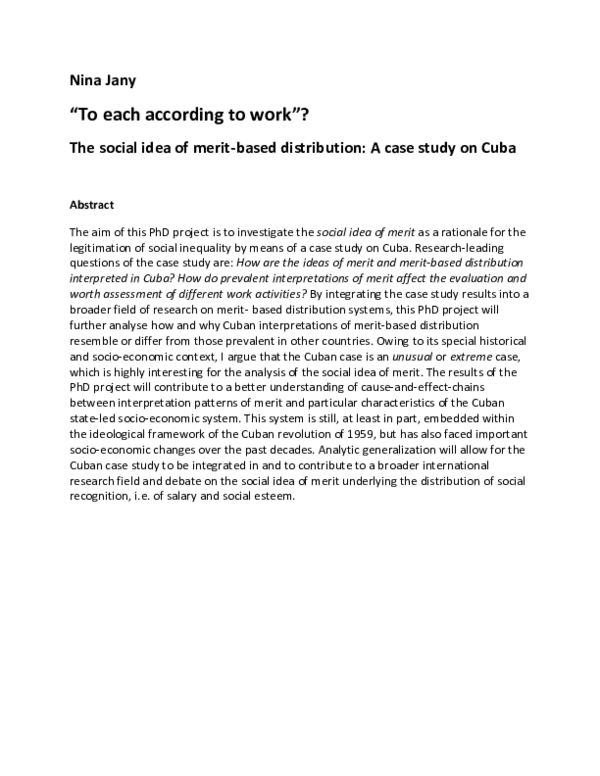 (PDF) “ To each according to work ” ? The social idea of merit-based ...