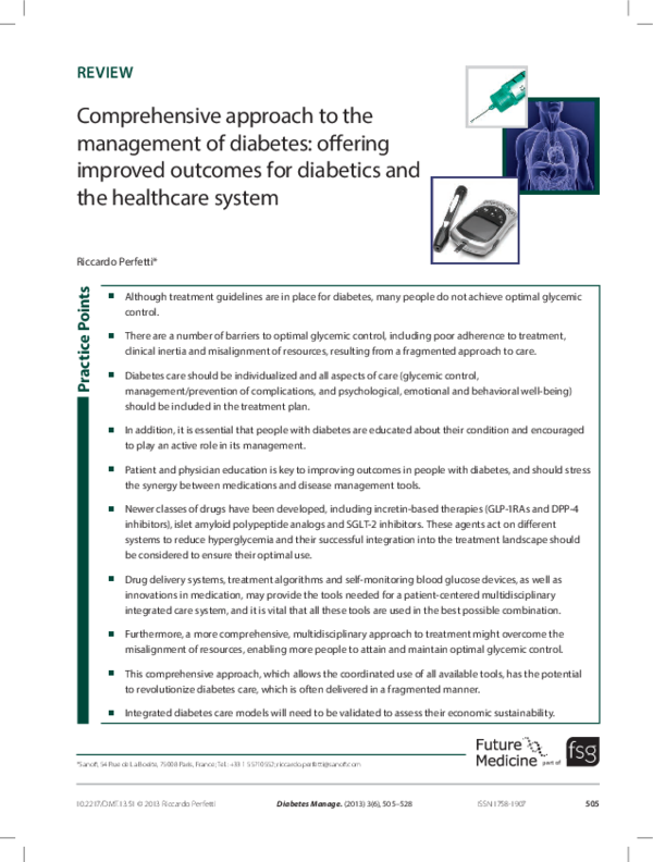 (PDF) Comprehensive approach to the management of diabetes: offering ...