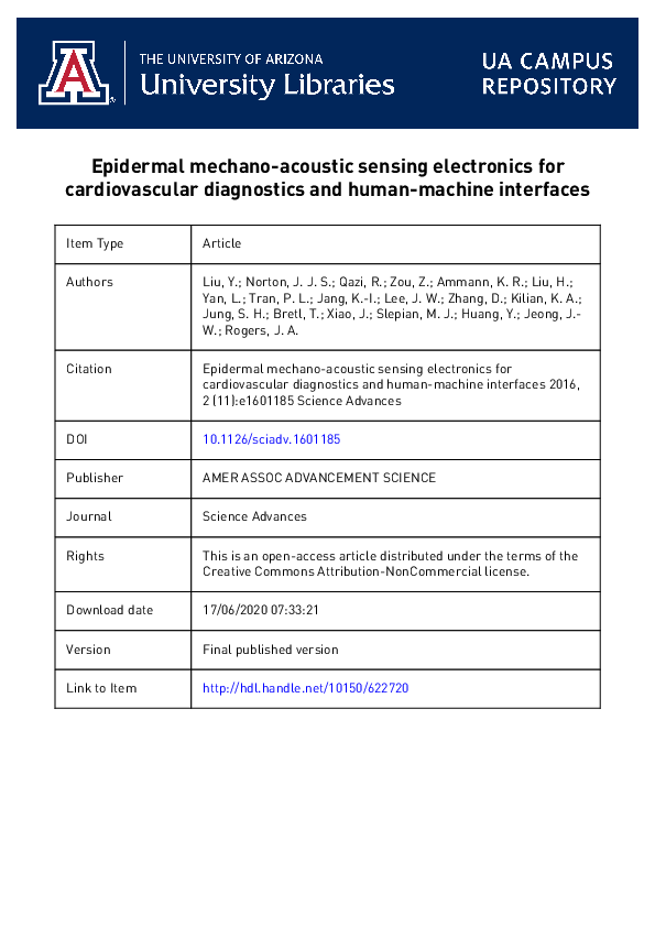 (PDF) Epidermal mechano-acoustic sensing electronics for cardiovascular ...