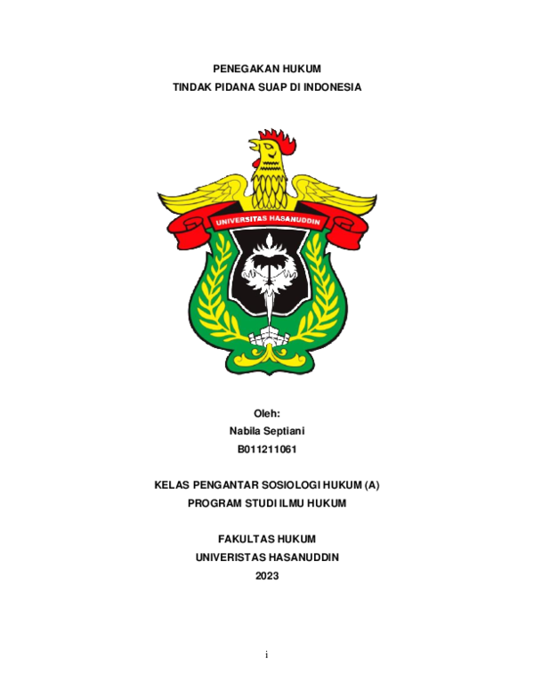 (PDF) Penegakan Hukum Tindak Pidana Suap di Indonesia