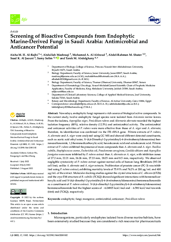 (PDF) Screening of Bioactive Compounds from Endophytic Marine-Derived ...