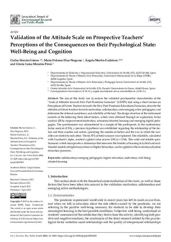 (PDF) Validation of the Attitude Scale on Prospective Teachers’ Perceptions of the Consequences ...