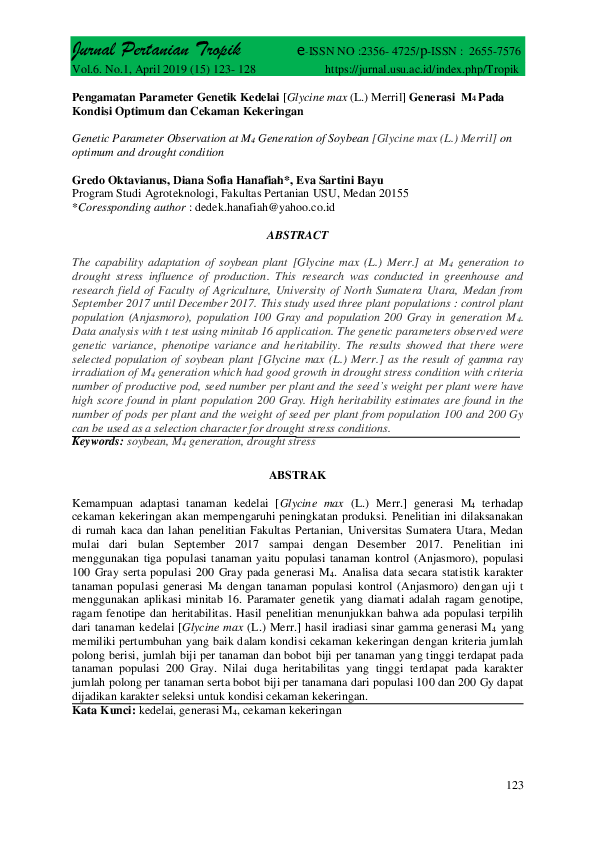 (PDF) Pengamatan Parameter Genetik Kedelai [Glycine max (L.) Merril ...
