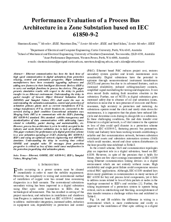 (PDF) Performance evaluation of a process bus architecture in a zone substation based on IEC ...