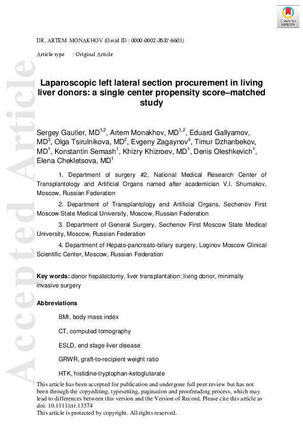Pdf Laparoscopic Left Lateral Section Procurement In Living Liver Donors A Single Center