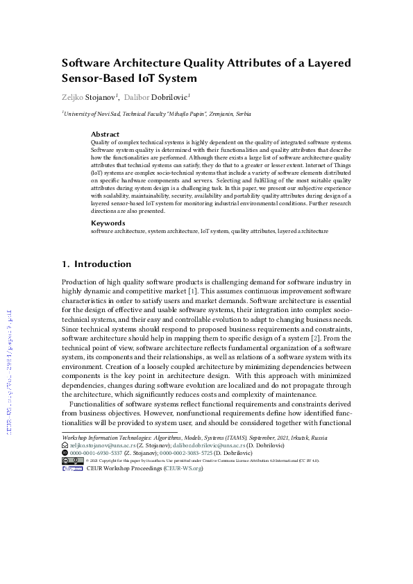 (PDF) Software architecture quality attributes of a layered sensor ...