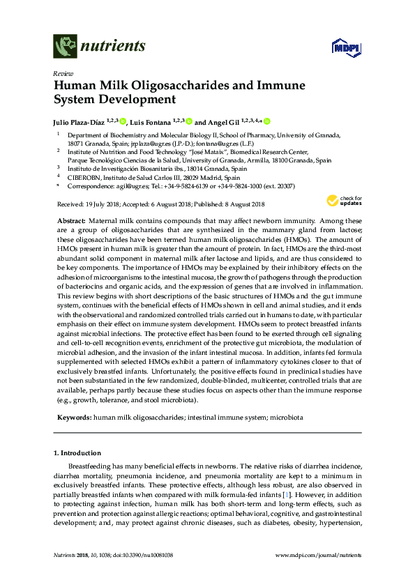(PDF) Human Milk Oligosaccharides and Immune System Development