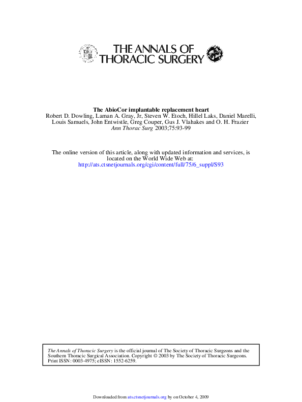 (PDF) The AbioCor implantable replacement heart