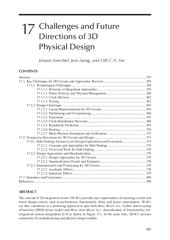 (PDF) Challenges and Future Directions of 3D Physical Design