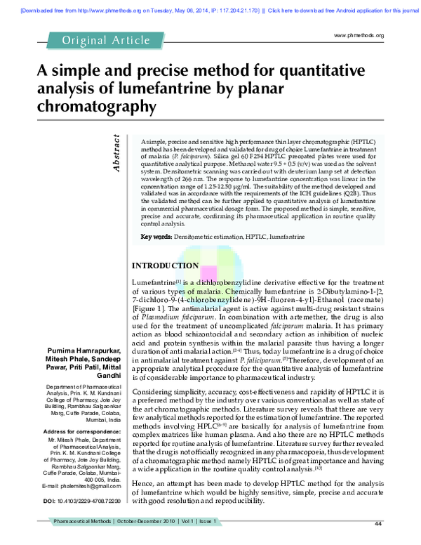 (PDF) A simple and precise method for quantitative analysis of ...