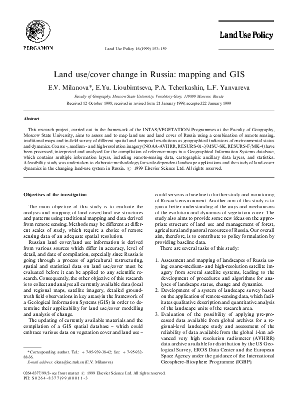 (PDF) Land use/cover change in Russia: mapping and GIS