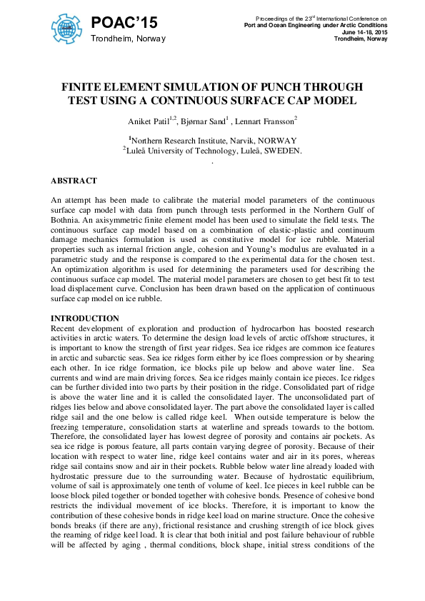(PDF) Finite element simulation of punch through test using a ...