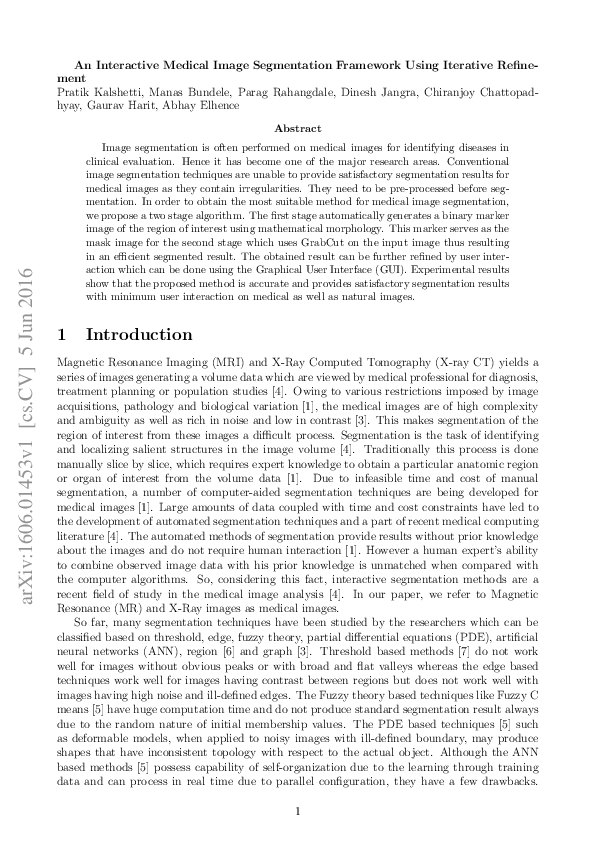 (PDF) An interactive medical image segmentation framework using ...