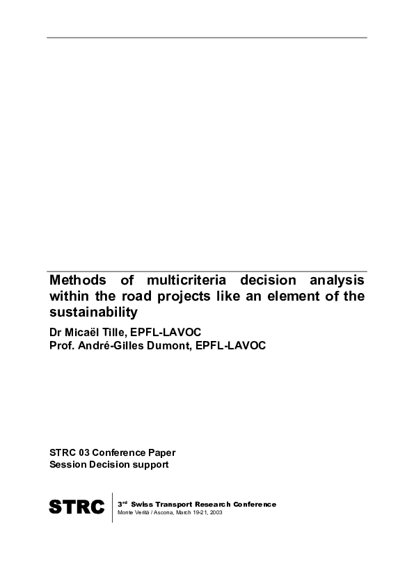 (PDF) Methods of multicriteria decision analysis within the road projects like an element of the ...