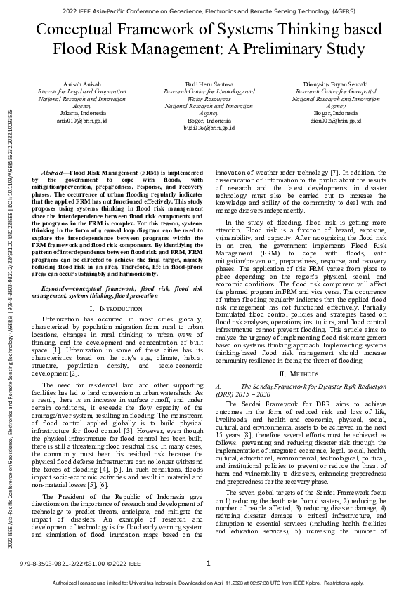 (PDF) Conceptual Framework of Systems Thinking based Flood Risk ...
