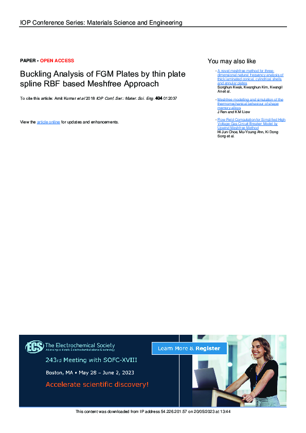 Pdf Buckling Analysis Of Fgm Plates By Thin Plate Spline Rbf Based Meshfree Approach Jeeoot
