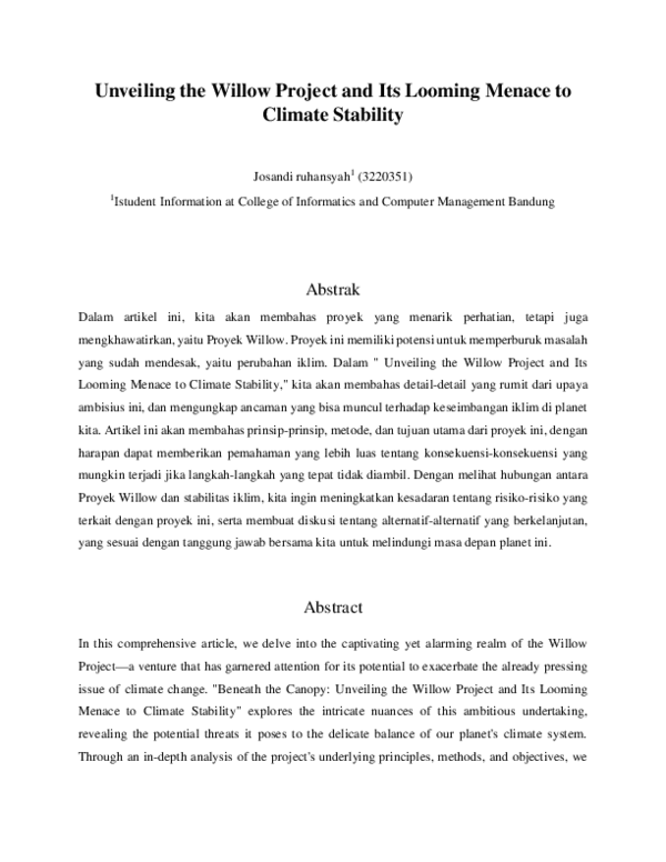 (PDF) Unveiling the Willow Project and Its Looming Menace to Climate ...