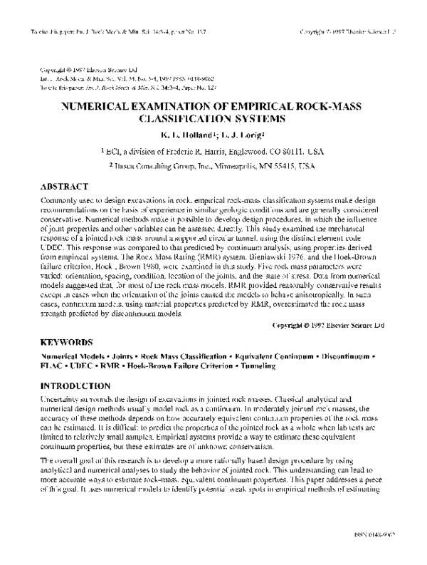 (PDF) Numerical examination of empirical rock-mass classification systems