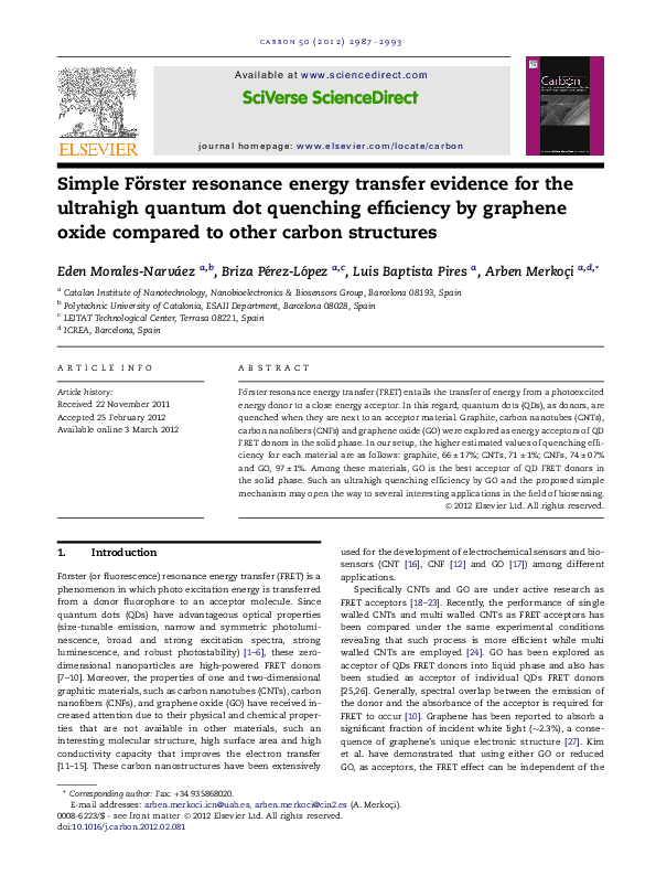 (PDF) Simple Förster resonance energy transfer evidence for the ultrahigh quantum dot quenching ...