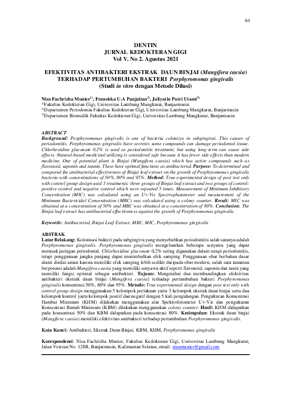 (PDF) EFEKTIVITAS ANTIBAKTERI EKSTRAK DAUN BINJAI (Mangifera caesia ...