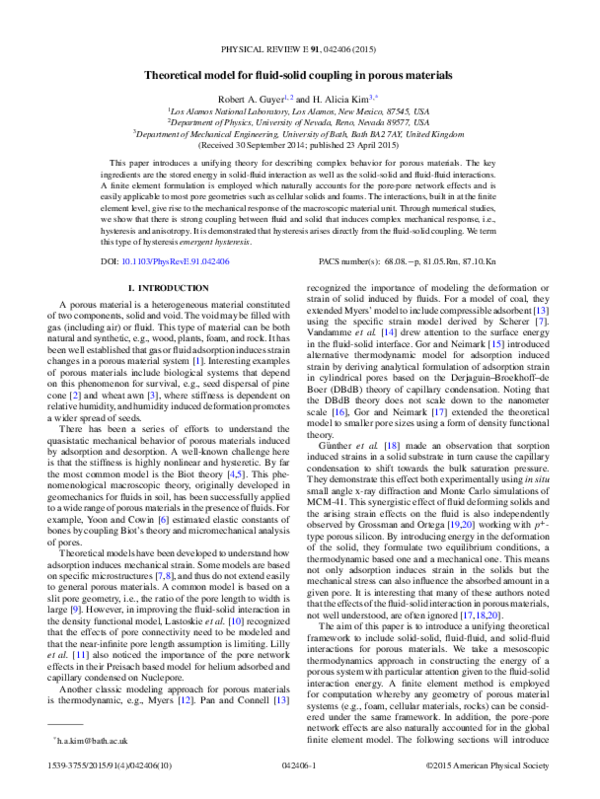 (PDF) Theoretical model for fluid-solid coupling in porous materials