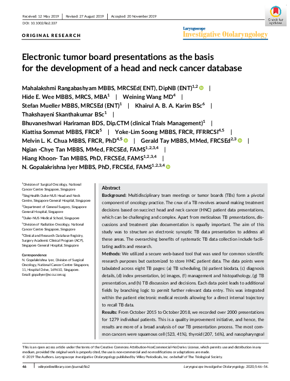 (PDF) Electronic tumor board presentations as the basis for the ...