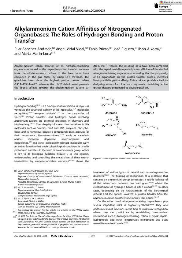 (PDF) Alkylammonium Cation Affinities of Nitrogenated Organobases: The ...