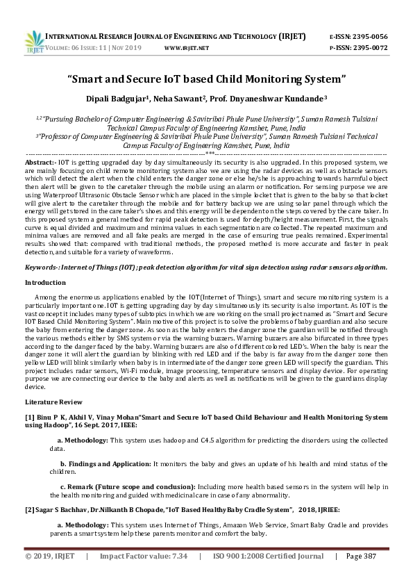 (PDF) IoT-Based Child Safety Monitoring System