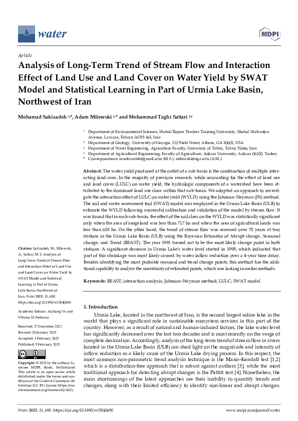 Analysis of Long-Term Trend of Stream Flow and Interaction Effect of Land Use and Land Cover on ...