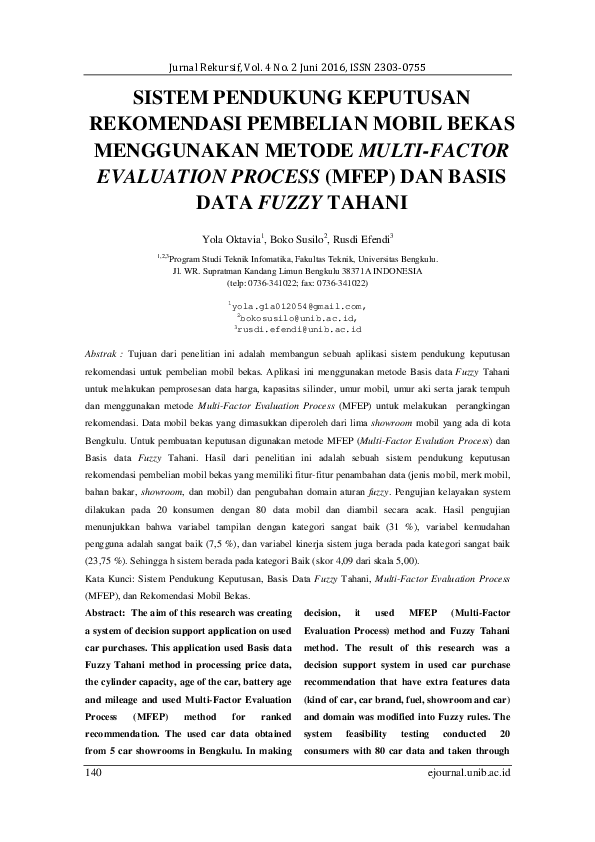 (PDF) Sistem Pendukung Keputusan Rekomendasi Pembelian Mobil Bekas ...