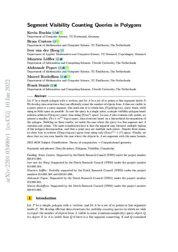 (PDF) Segment Visibility Counting Queries in Polygons