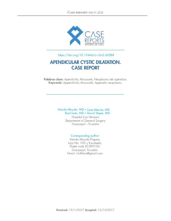 Apendicular cystic dilatation. Case report
