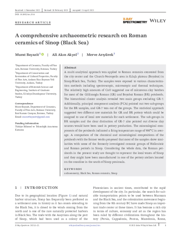 (PDF) A comprehensive archaeometric research on Roman ceramics of Sinop ...