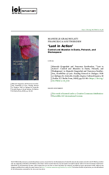 (PDF) Manuele Gragnolati and Francesca Southerden, ‘“Lust in Action ...