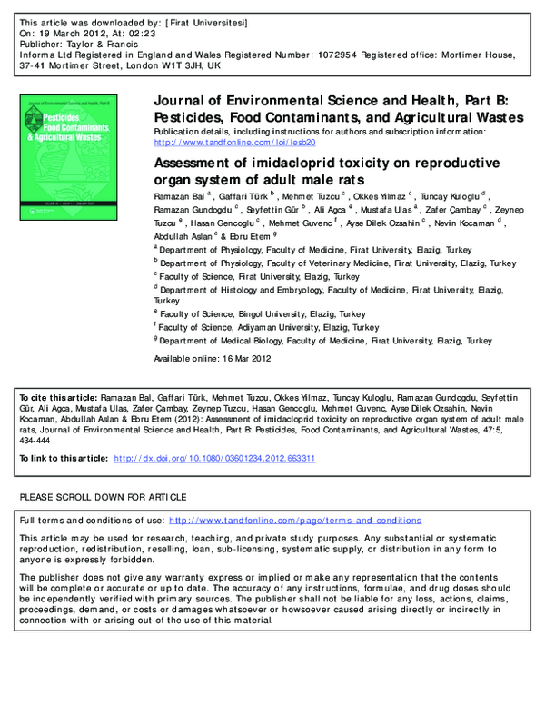 (PDF) Assessment of imidacloprid toxicity on reproductive organ system ...