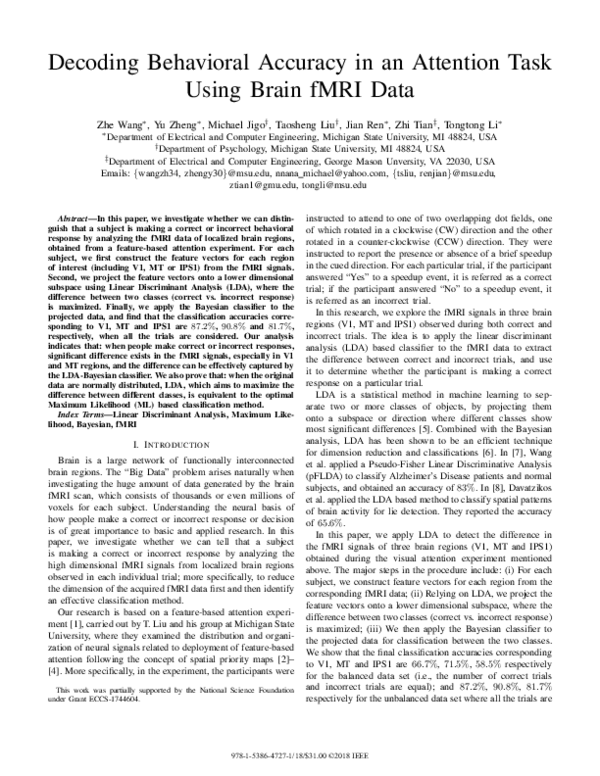 (PDF) Decoding Behavioral Accuracy in an Attention Task Using Brain ...