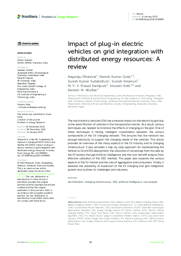 (PDF) Impact of plug-in electric vehicles on grid integration with distributed energy resources ...