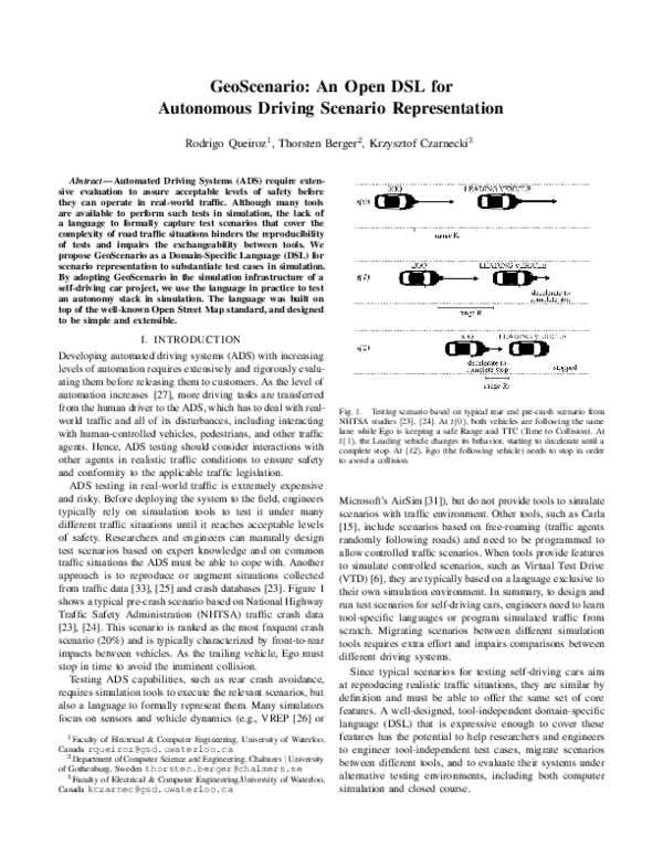 (PDF) GeoScenario: An Open DSL for Autonomous Driving Scenario Representation