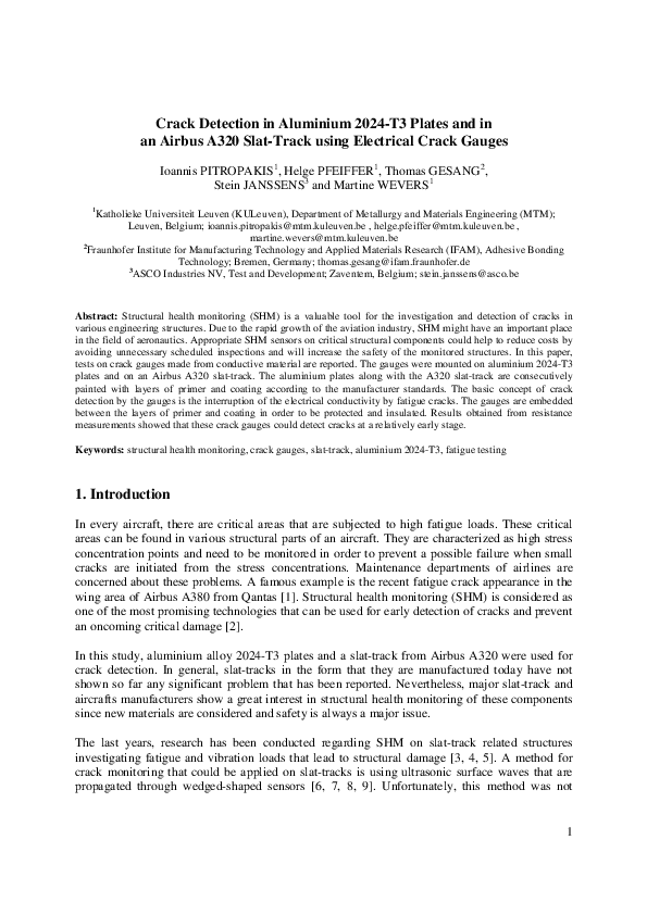 (PDF) Crack Detection in Aluminium 2024-T3 Plates and in an Airbus A320 ...