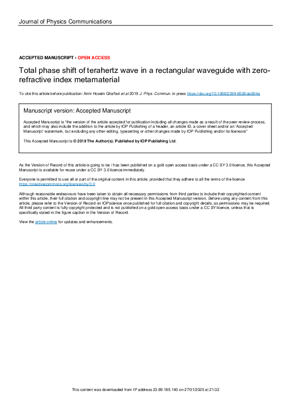 (PDF) Phase Shift Control in THz Waveguides