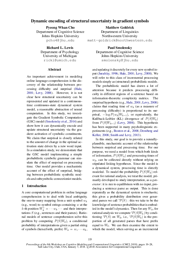 (PDF) Dynamic encoding of structural uncertainty in gradient symbols