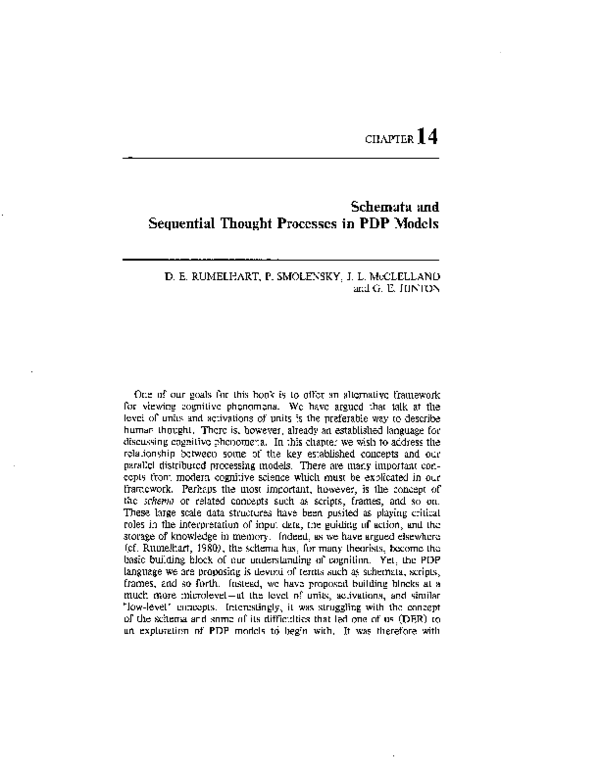 (PDF) Schemata and Sequential Thought Processes in PDP Models