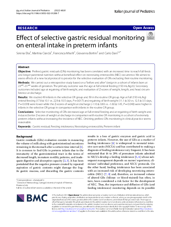 (PDF) Effect of selective gastric residual monitoring on enteral intake ...