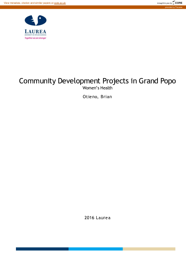 (PDF) Community Development Projects in Grand Popo. : Women's health